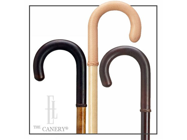 Leather Handle Crook Cane with Hardwood Shaft – ELDERLUXE